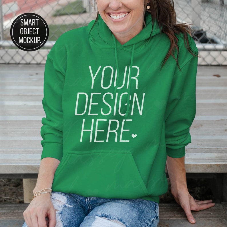 Irish Green Hoodie Mockup: Gildan 18500, Model PSD (digital Download ...