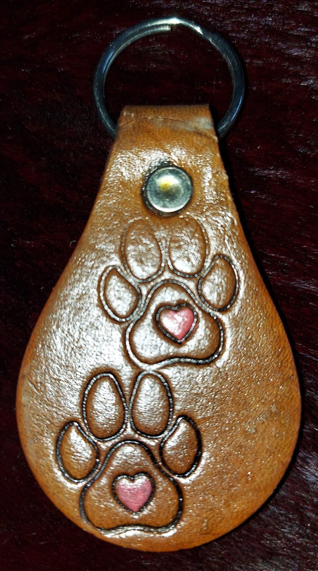 Hand Stamped Pair of Paw Prints With Heart - FREE US SHIPPING - Etsy