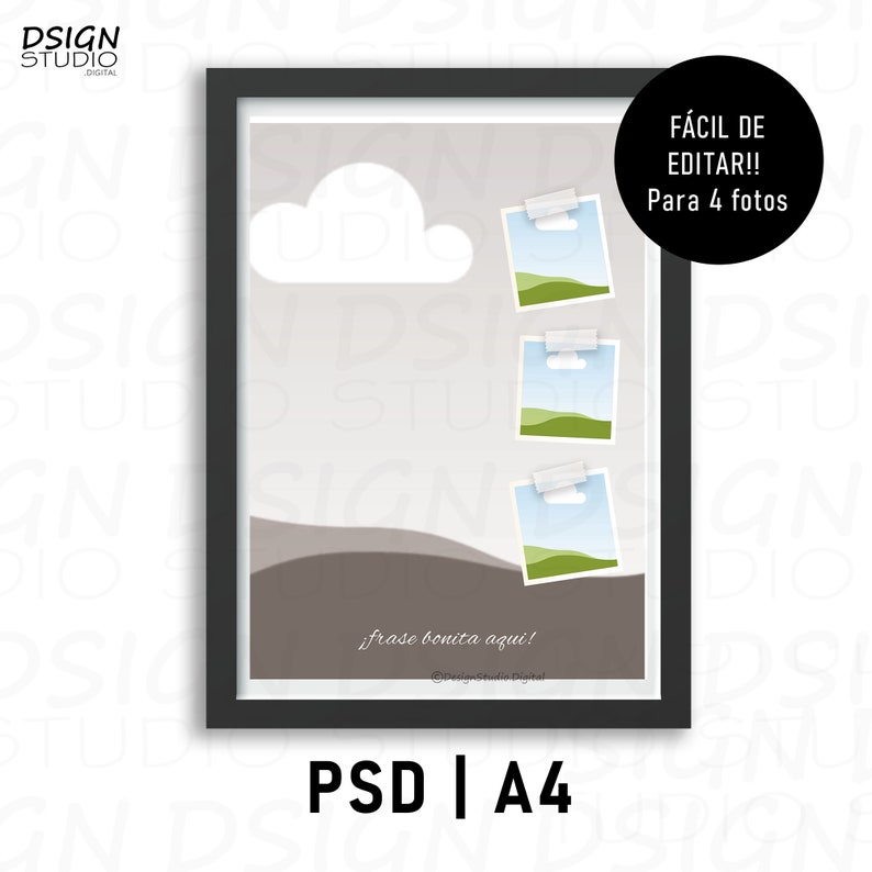 Template Design for A4 Frame With Photographs, Frame Design With ...