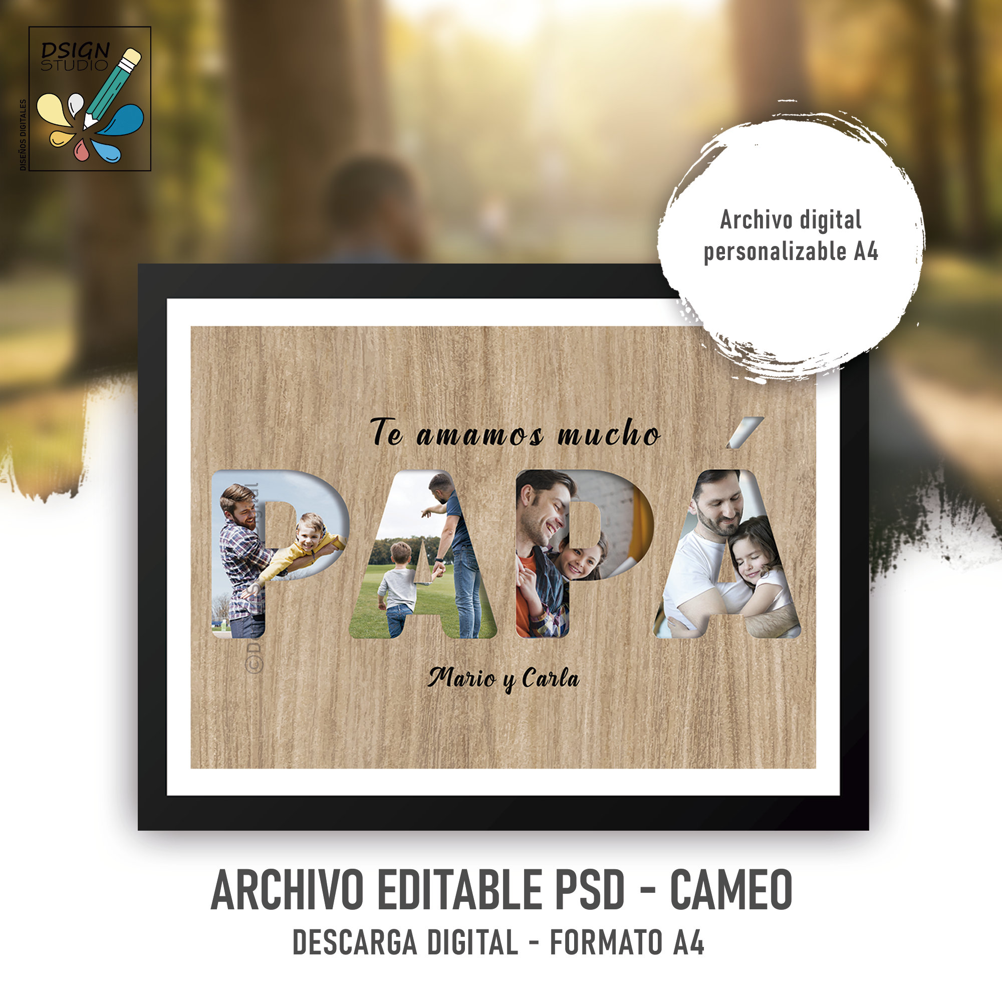 Diseño de plantillas para cuadro letras papá con fotografías ...