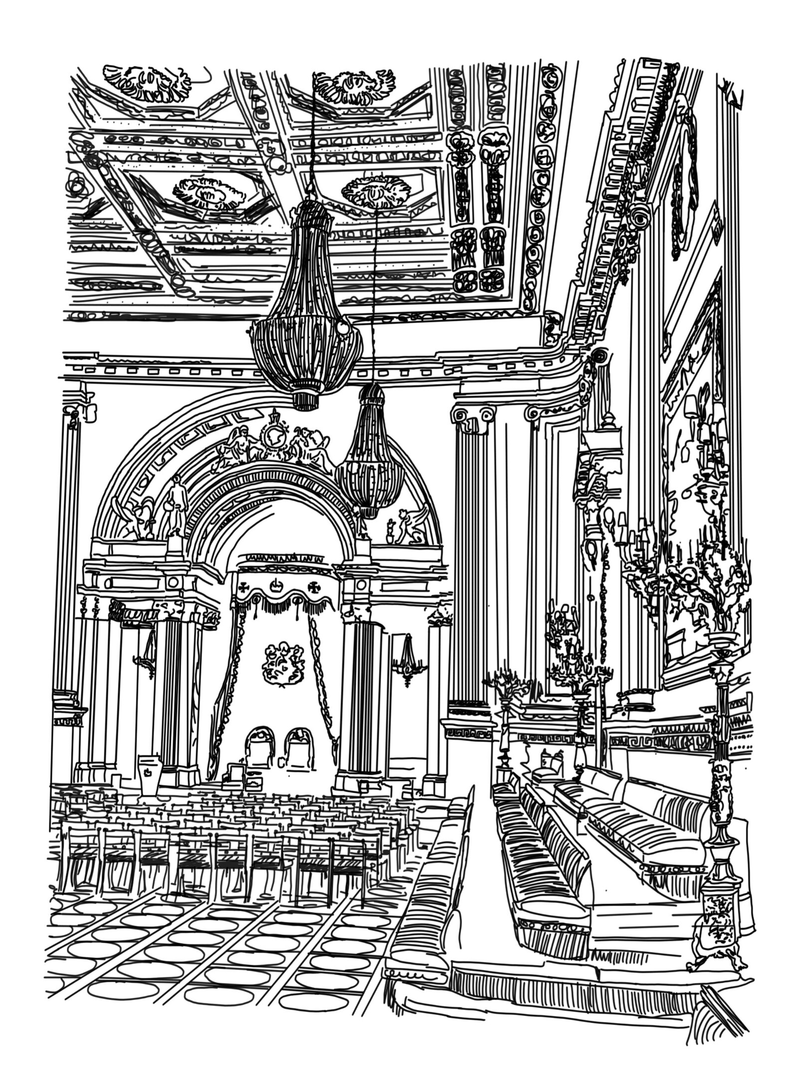 Ballroom Buckingham Palace Colouring-in Page - Etsy