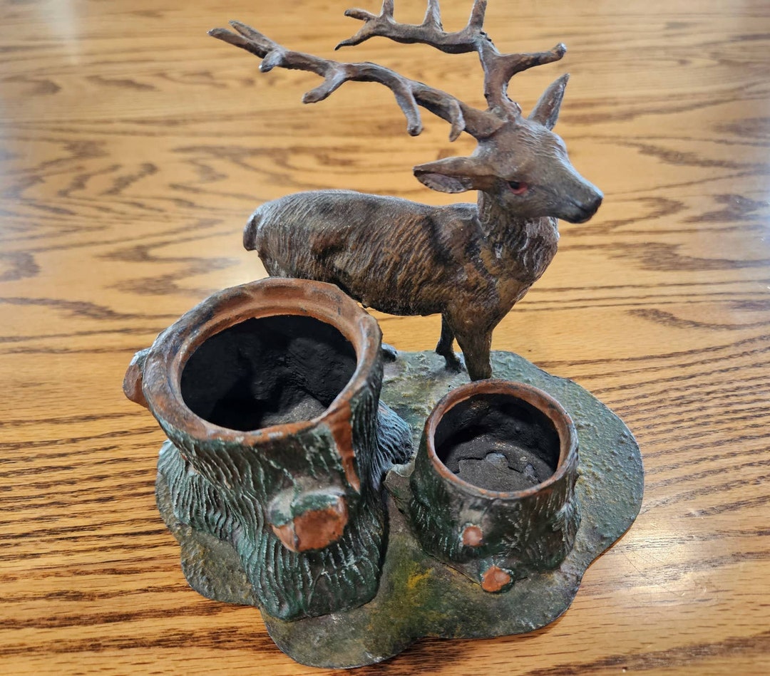 Antique Metal Figural Stag Inkwell or Desk Organizer. - Etsy