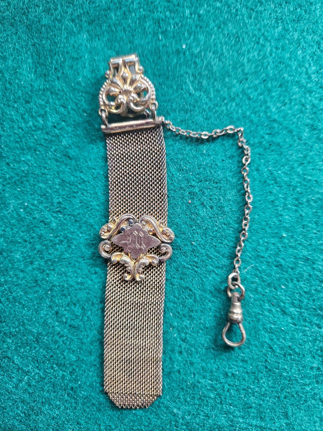 Antique Watch Fob Chain Fancy Monogram A Gold Tone S.O. Bigney ...
