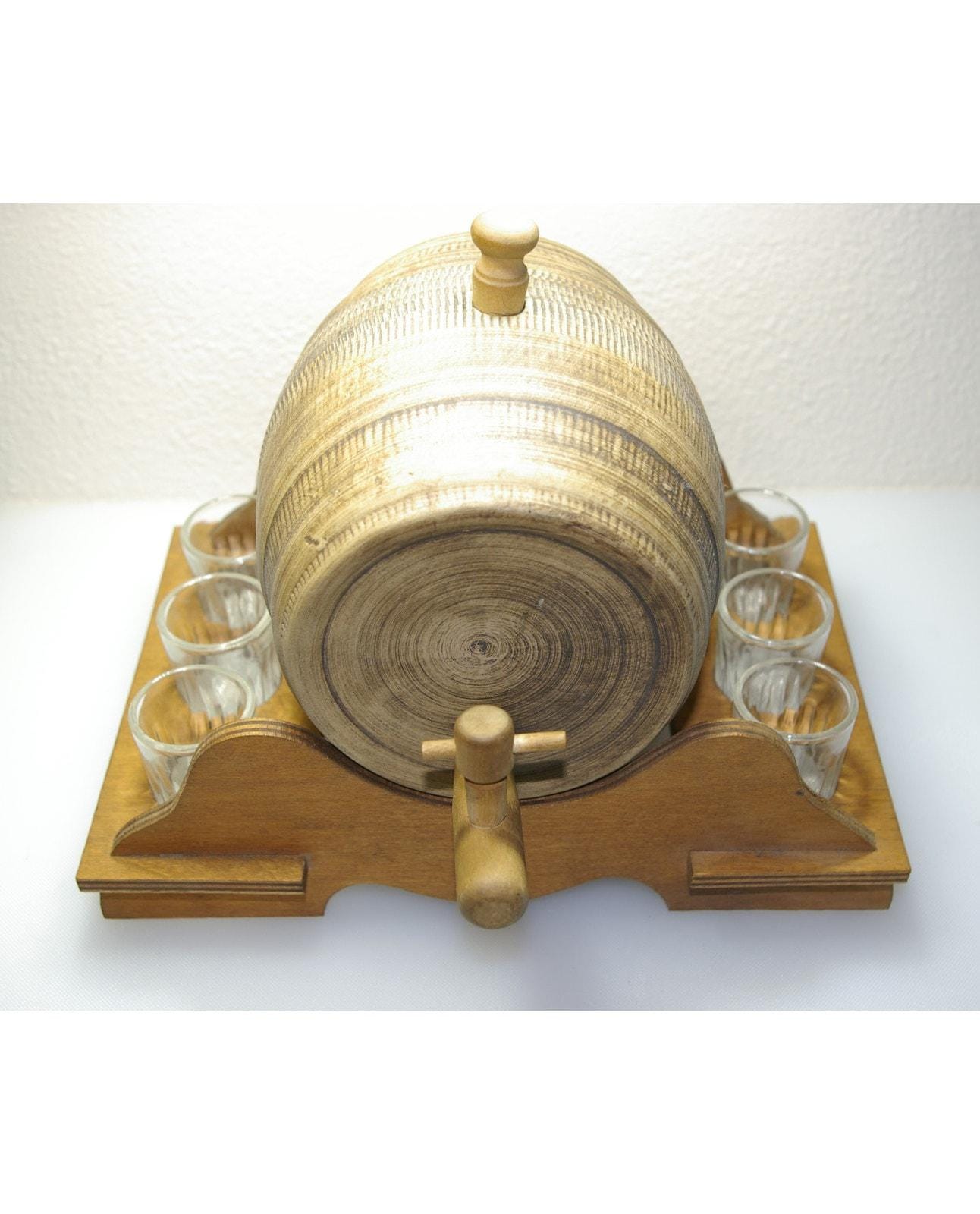Vintage UHL Stoneware Whiskey Barrel Shot Glass Keg With Stand, Spigot ...