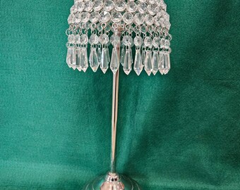 Princess House Crystal Lamp Etched Cut Glass Pedestal and Shade in Cord ...