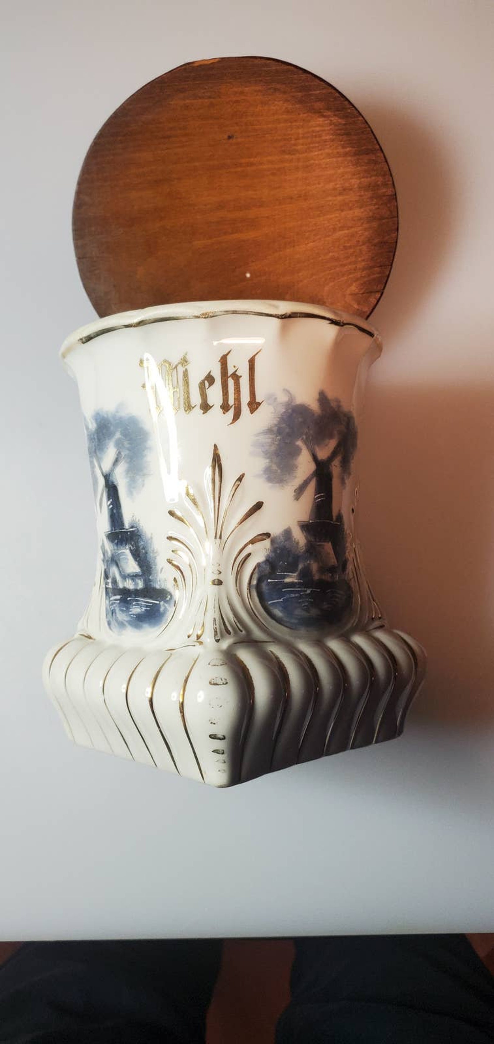 Antique German Porcelain Mehl (flour) Jar Blue White Windmill Delft - Etsy