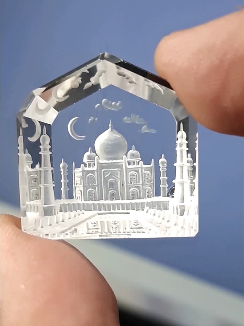 Natural Crystal Quartz Taj Mahal Carving/fantasycut Gemstone/handcarved ...