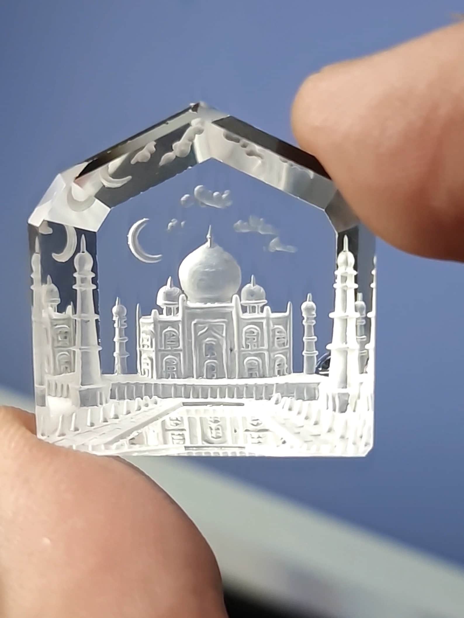 Natural Crystal Quartz Taj Mahal Carving/fantasycut Gemstone/handcarved ...