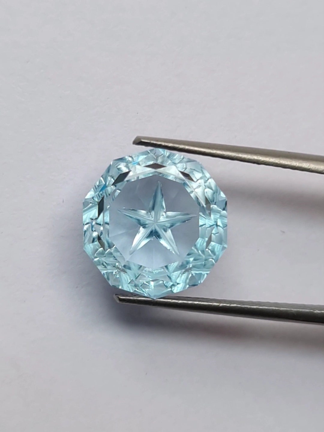 Hand-curved Sky Blue Topaz Gemstone – Fantasy Cut, 12mm - Etsy