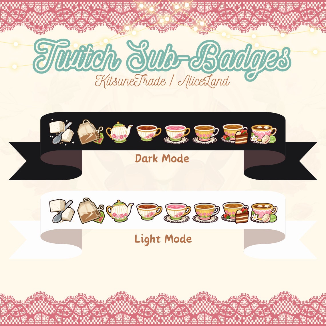 Vtuber Twitch Sub-badges | Rose Tea Party | 2 Year Set - Etsy