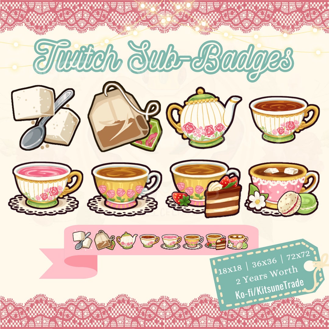 Vtuber Twitch Sub-badges | Rose Tea Party | 2 Year Set - Etsy