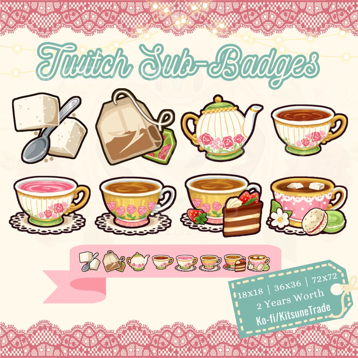 Vtuber Twitch Sub-badges | Rose Tea Party | 2 Year Set - Etsy