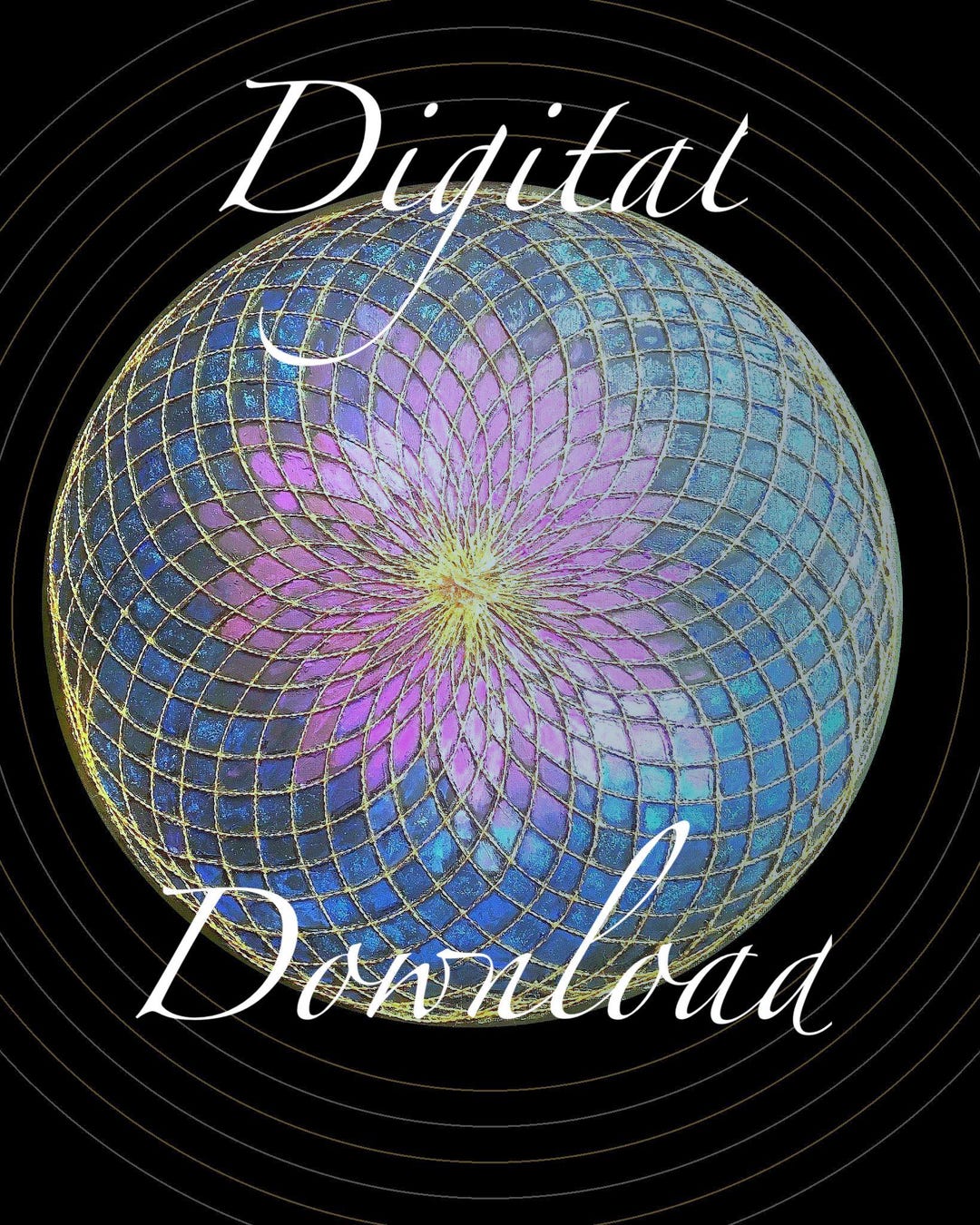 Sacred Geometry Torus Art Print – 8x10 • Gold & Violet Energy Mandala ...