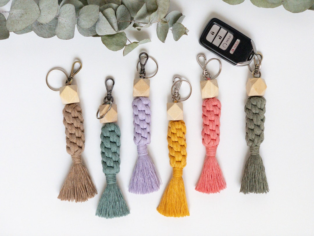Boho Macrame Keychains, Macrame Accessories | Key Fob | Handmade ...
