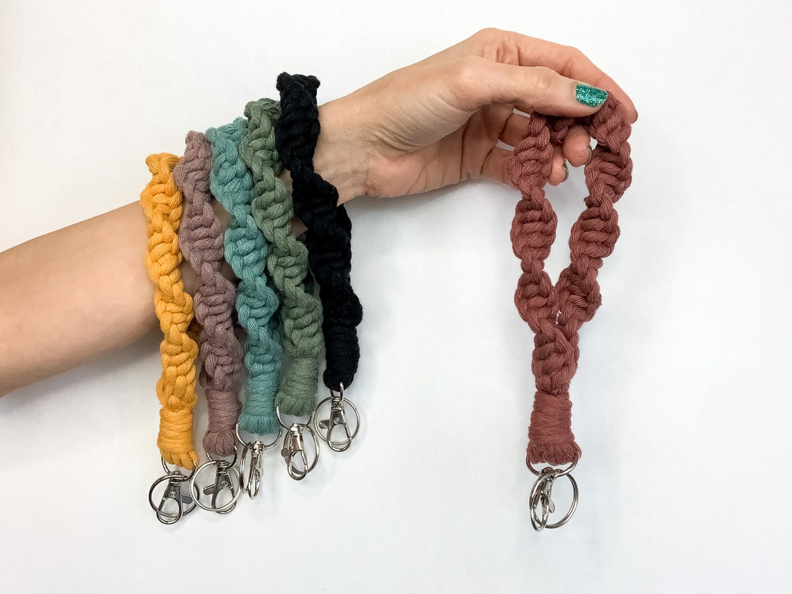 Spiral Macrame Keychain Wristlet and Lanyard New Colors - Etsy