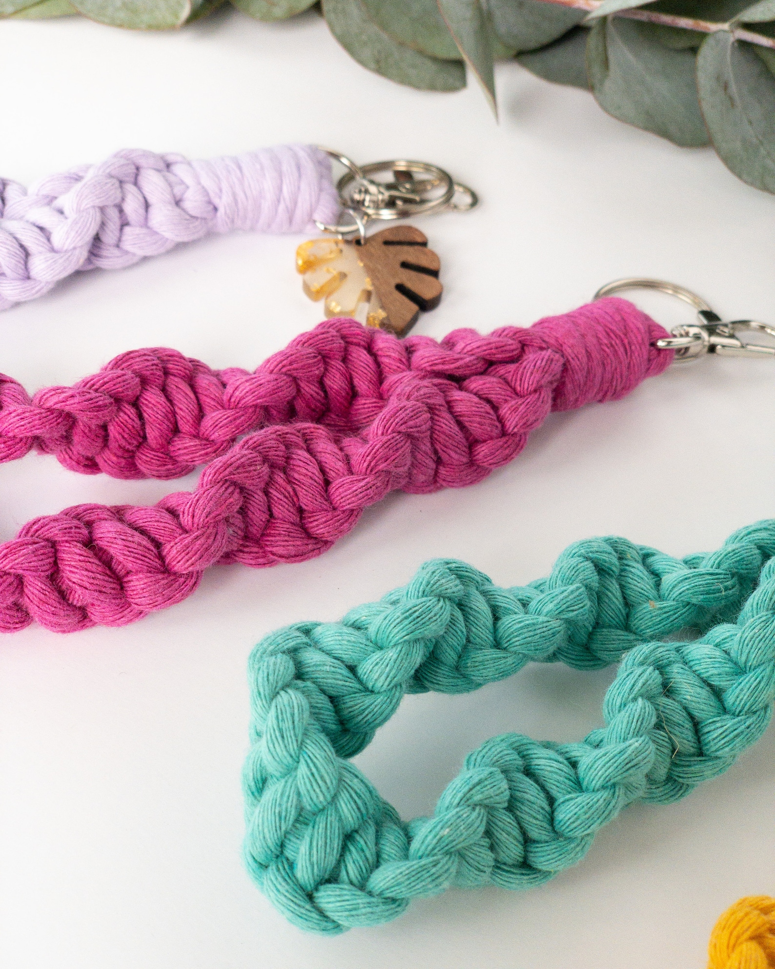 Spiral Macrame Keychain Wristlet and Lanyard Monstera - Etsy