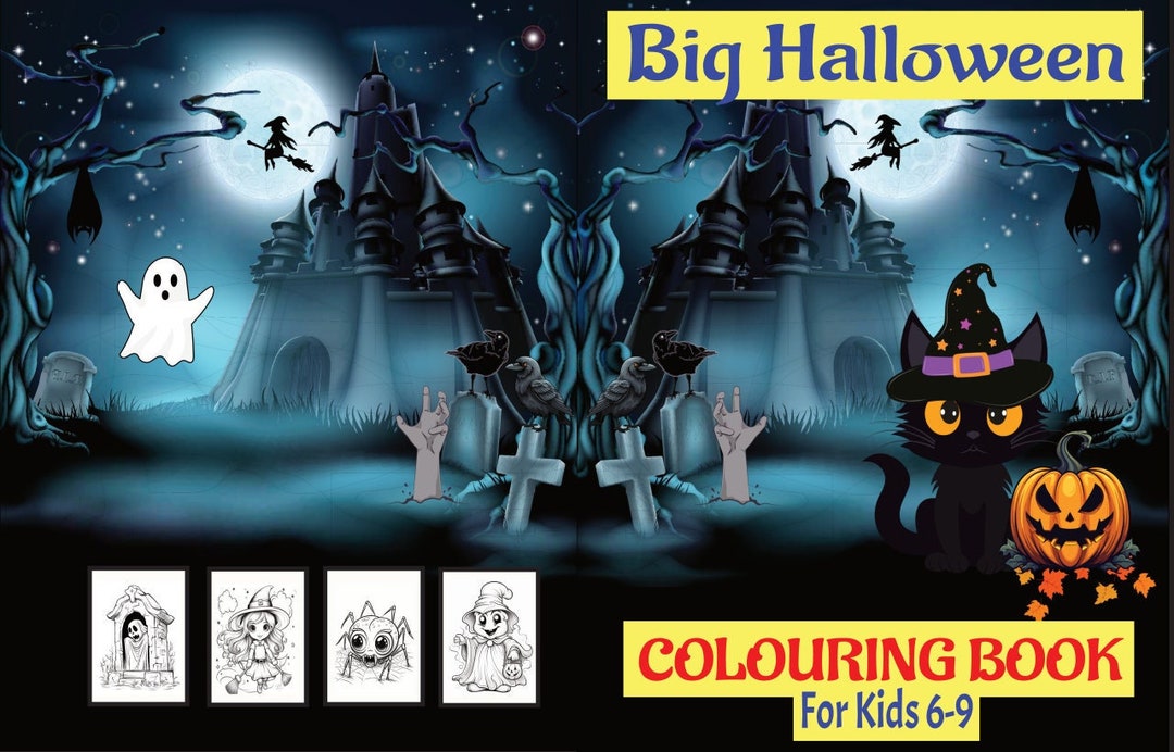 Halloween Theme Colouring Book for Kids Age 6-9 - Etsy