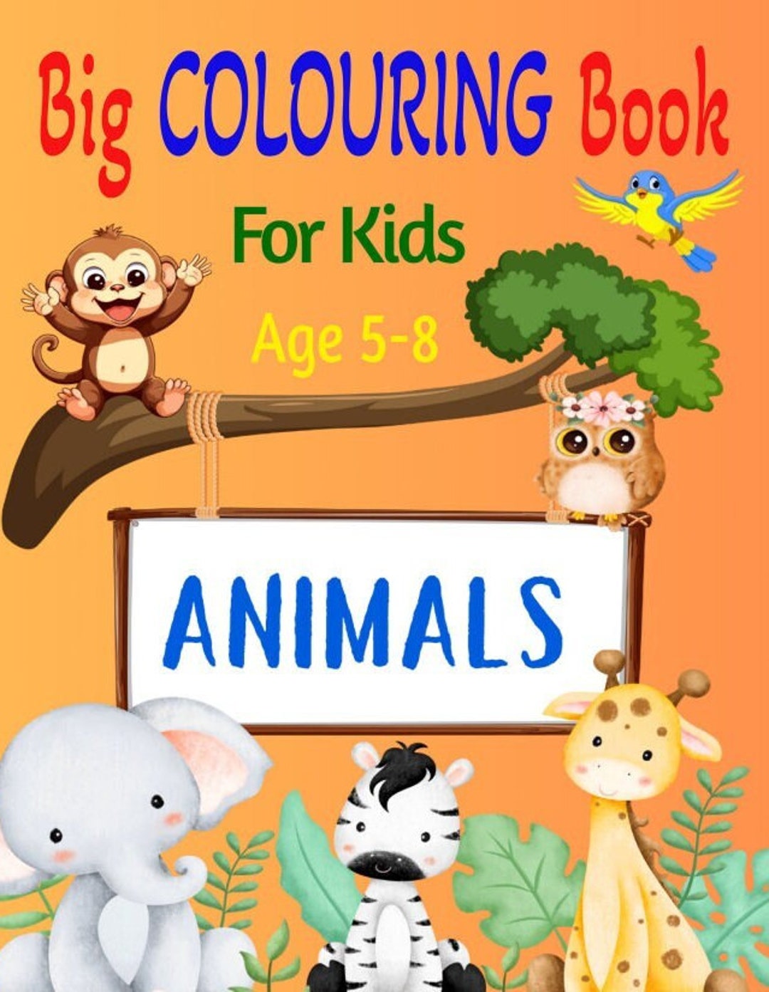 Big Colouring Book for Kids, Age 5-8, Beautiful ANIMALS - Etsy