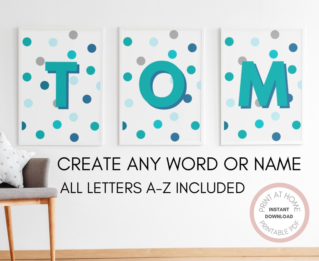 Blue Green Colour Scheme Spotty Alphabet Letters A-Z Printable - Etsy