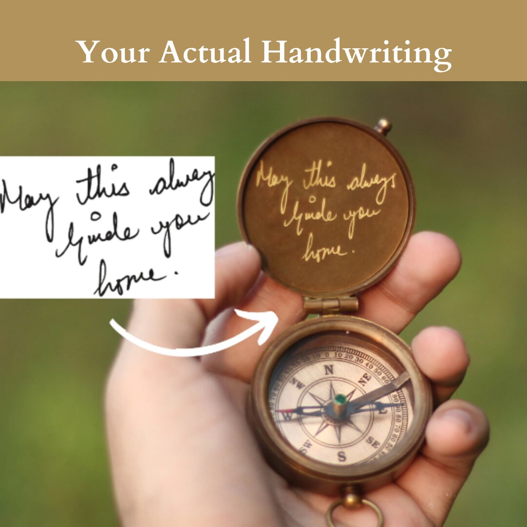 Compass Handwriting Gift, Keepsake, Actual Handwriting Bronze Gift ...