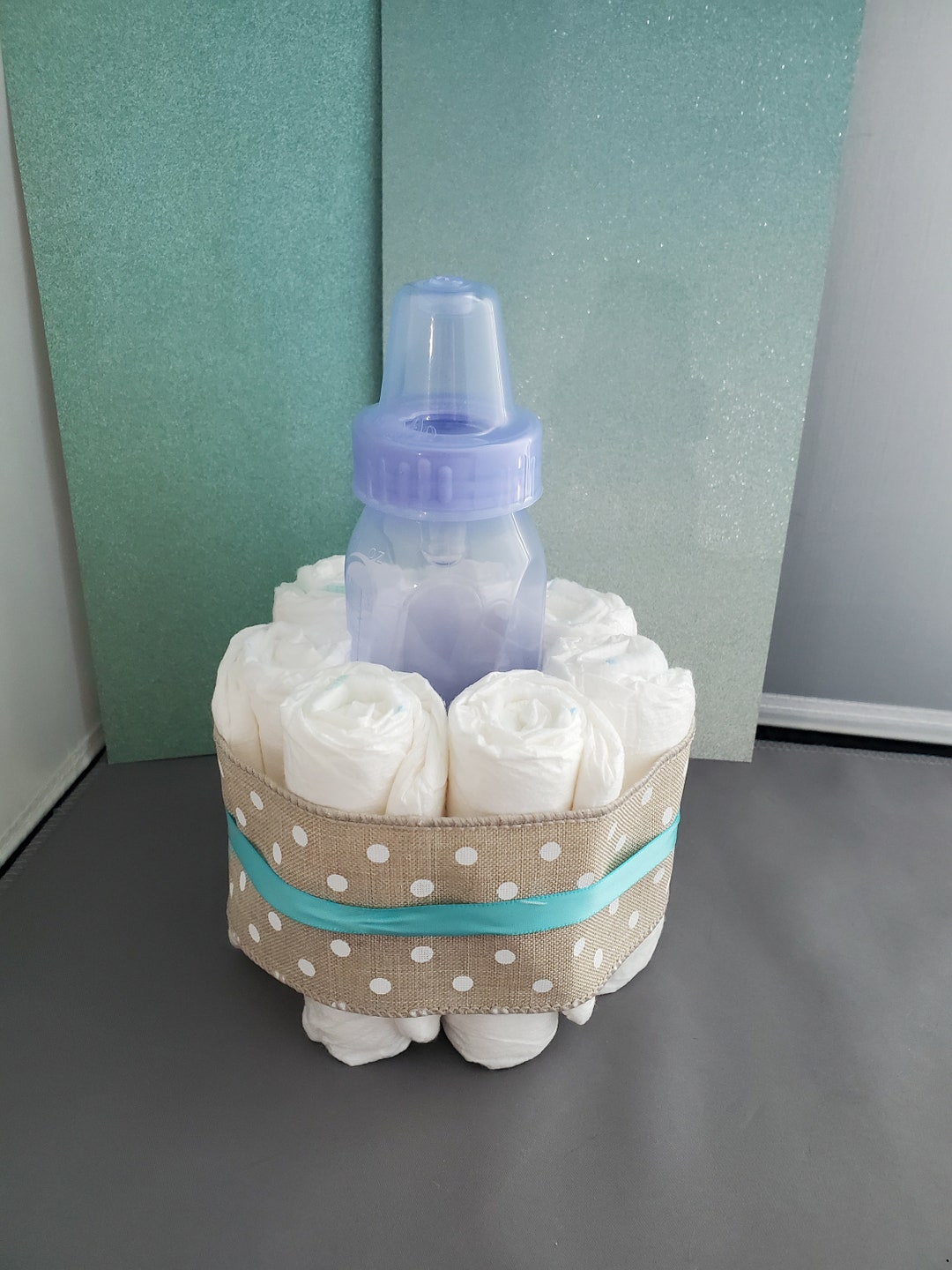 Baby Bottle Diaper Cake - Polka Dots - Etsy