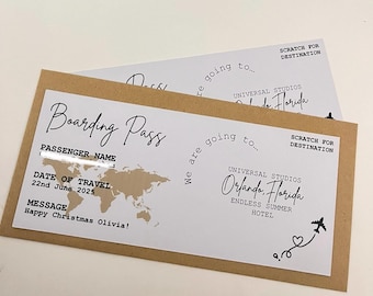 Personalised Scratch Reveal Boarding Pass Scratch off Surprise Boarding ...