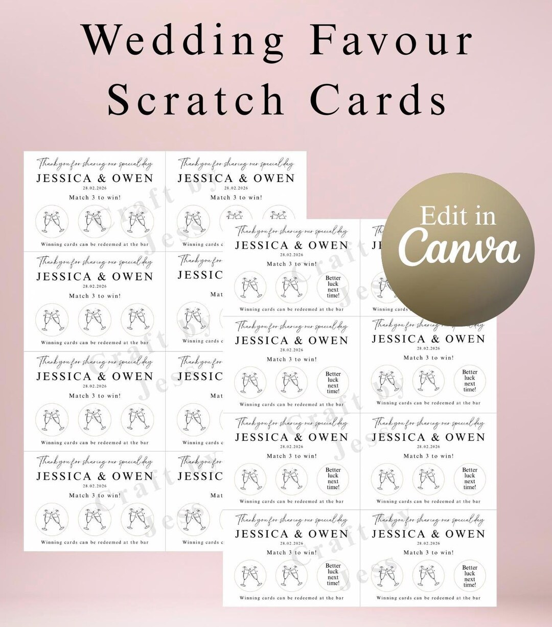 Digital Wedding Favours | DIY | Scratch Card | Scratch to Reveal - Etsy