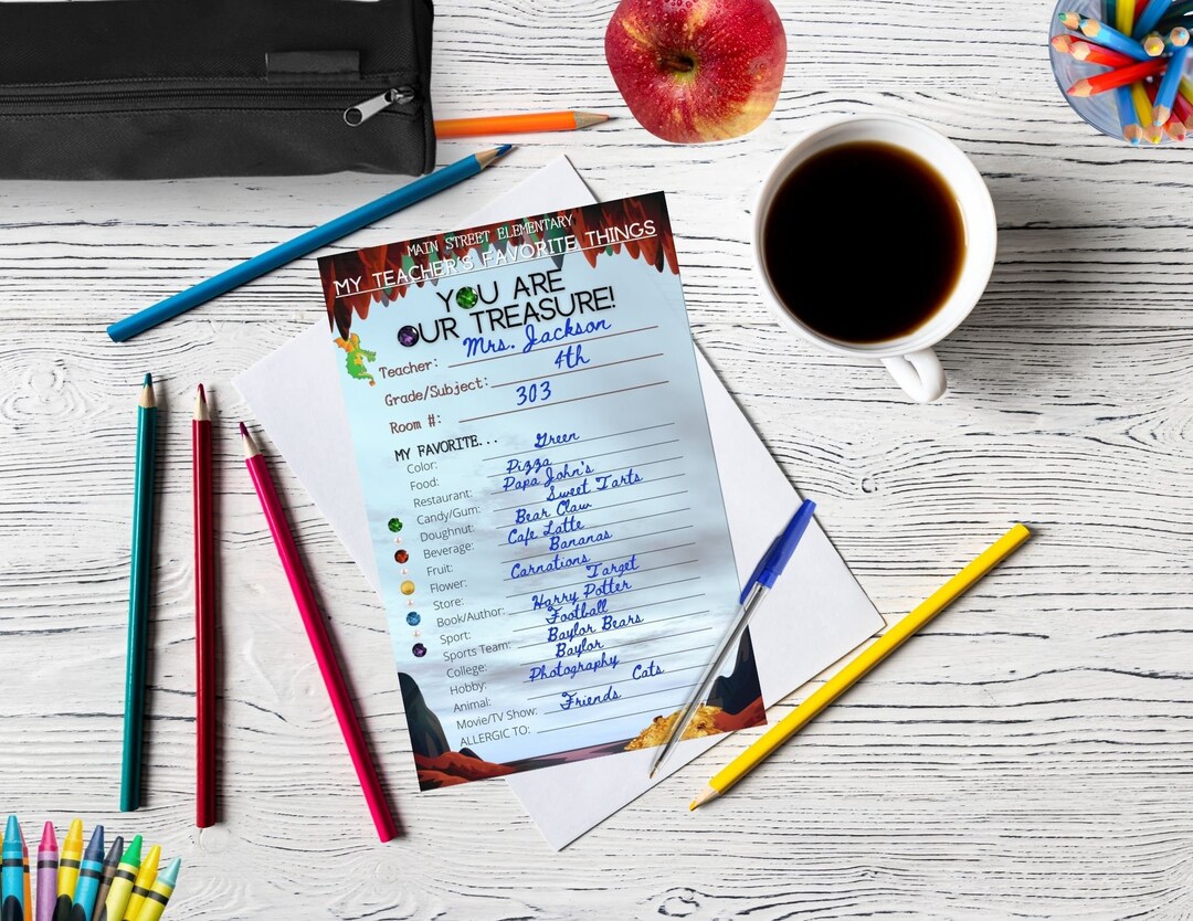 Teacher or Staff Survey Teacher Appreciation Week my Favorite Things ...