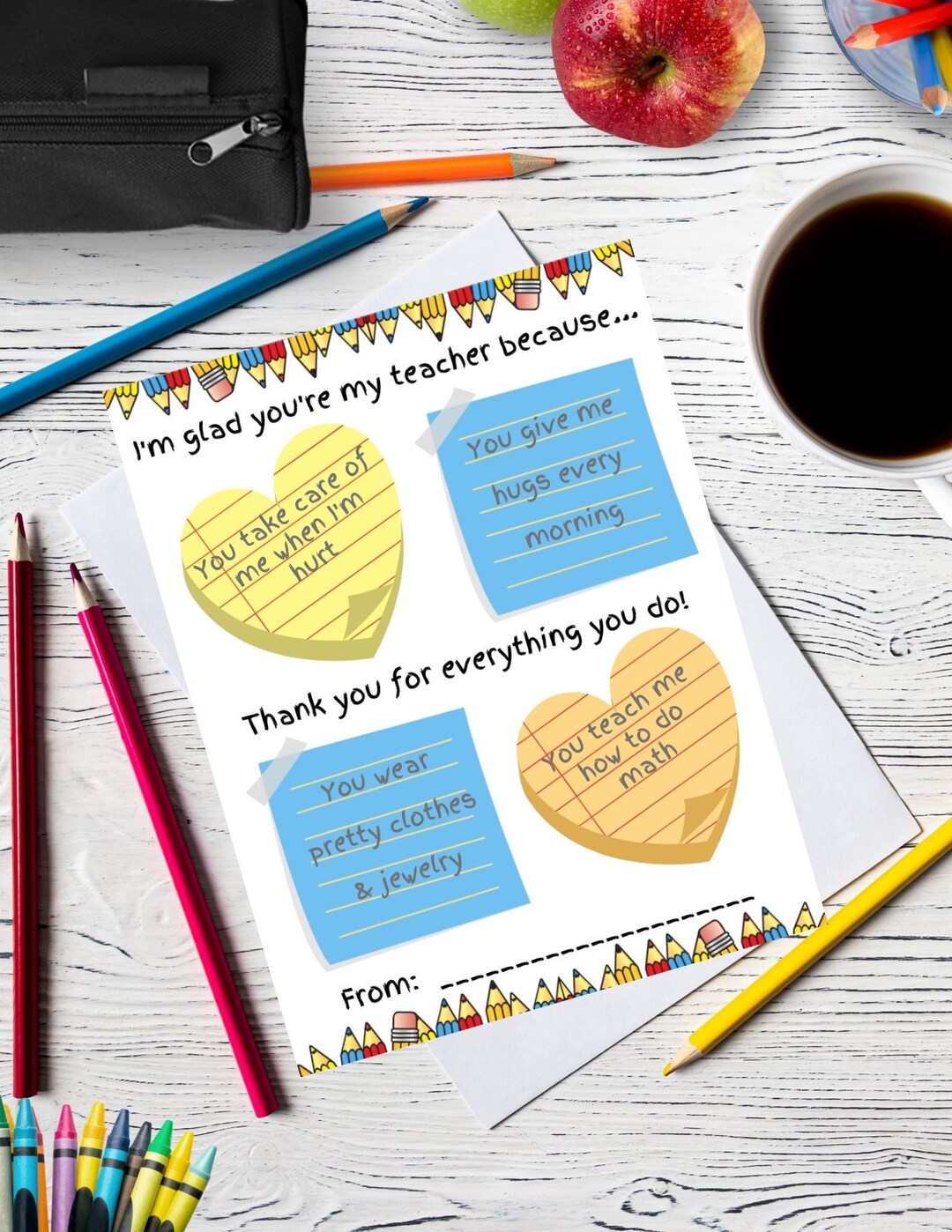 Note From Student for Teacher Gift “i’m Glad You’re My Teacher Because ...