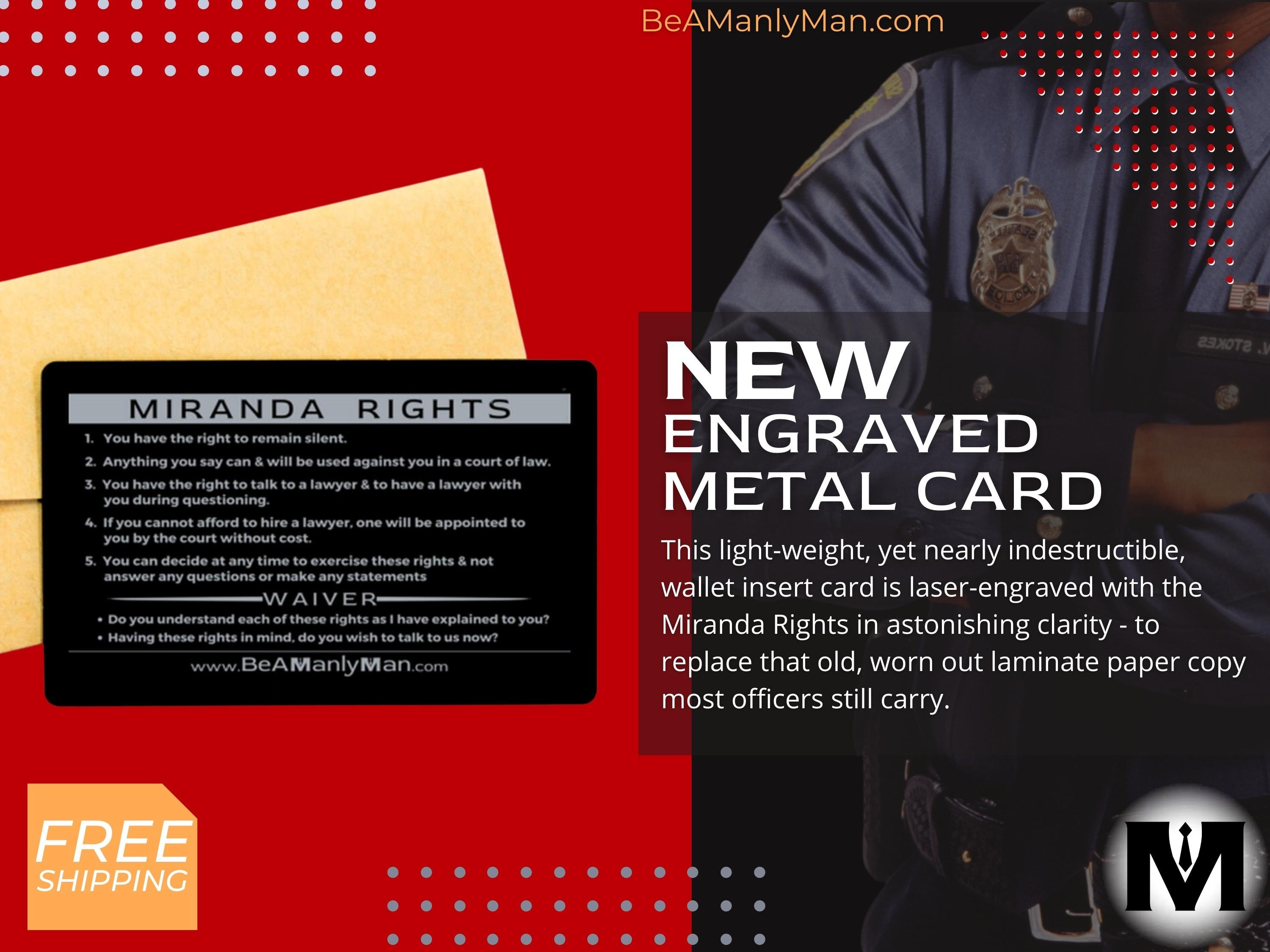 Black Metal Wallet Insert Card for Police Officer Christmas / Engraved ...