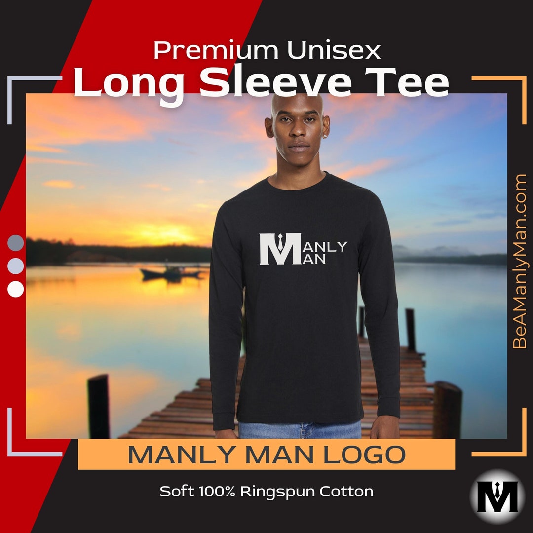 Black MANLY MAN Logo Long Sleeve Tshirt With elevate Your Mindset on ...