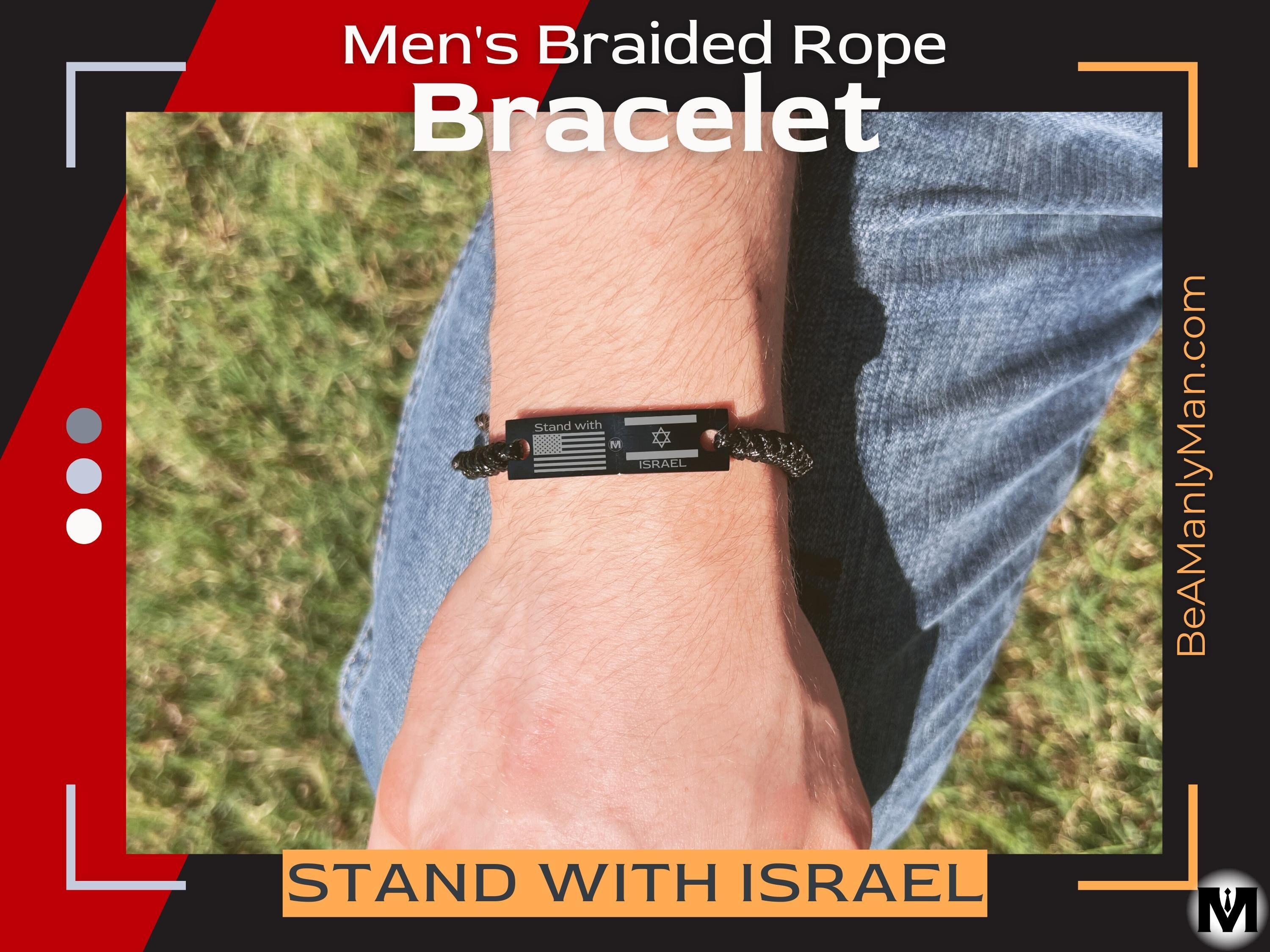 Manly Man Unisex Black String Bracelet / Adjustable Bracelet Engraved ...