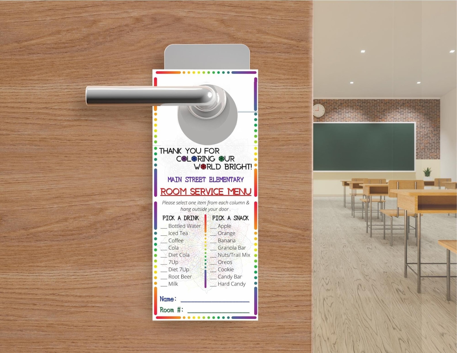 Door Signs Teacher Appreciation Week Kaleidoscope Snack Time Room ...