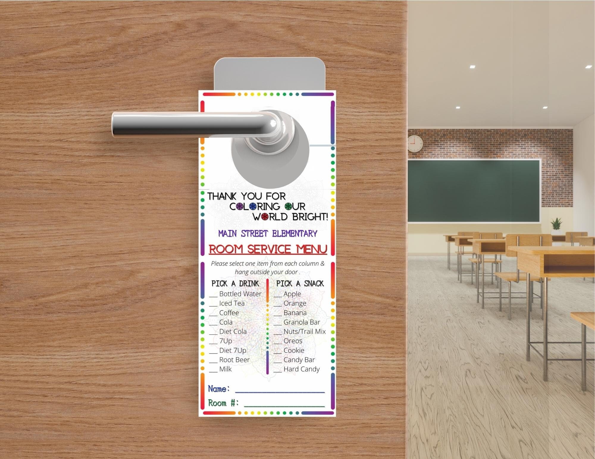 Door Signs Teacher Appreciation Week Kaleidoscope Snack Time Room ...