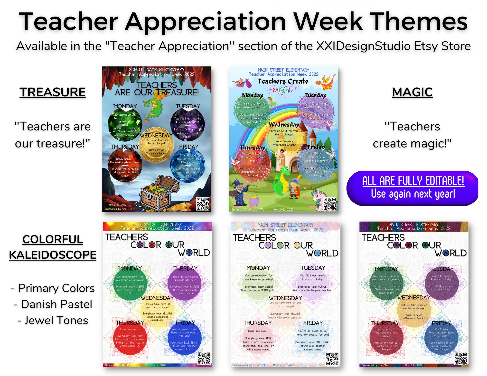 Door Signs Teacher Appreciation Week Kaleidoscope Snack Time Room ...