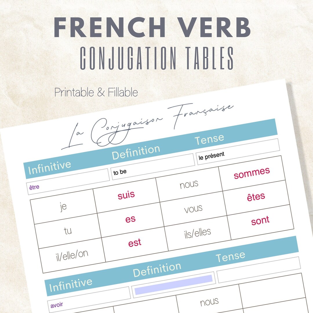250 Page French Verb Conjugations Digital Download and Printable ...