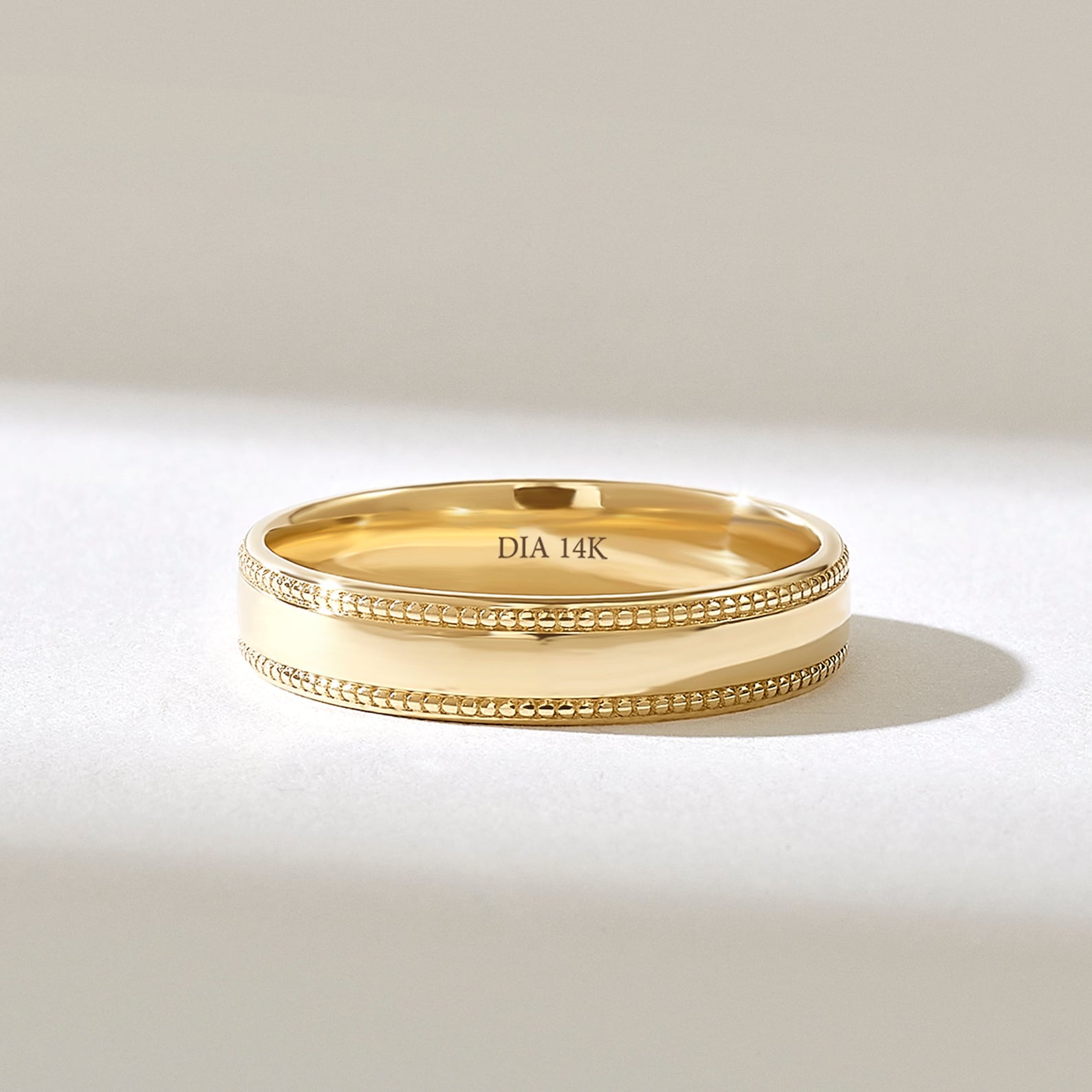 Milgrain Wedding Band, 14k Solid Gold Band, Mens Womens Gold Matching ...