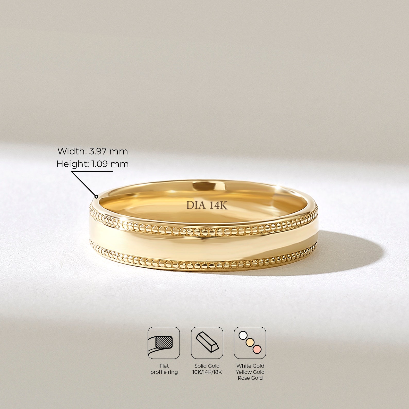 Milgrain Wedding Band, 14k Solid Gold Band, Mens Womens Gold Matching ...