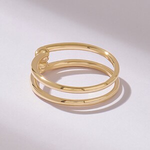 Pave Diamond Knot Ring, Solid Gold Two Band Bold Ring Women,14k Thick Infinity Statement Ring ...