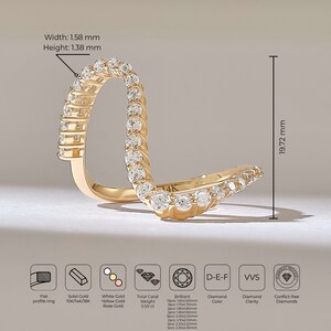 Pave Diamond Wavy Statement Ring 14k Solid Gold Wave Stacking Ring Alternating Diamond Snake ...