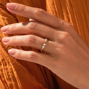 Diamond Open Bezel Squares Ring 14k 18k 10k Solid Gold Stacking Ring ...