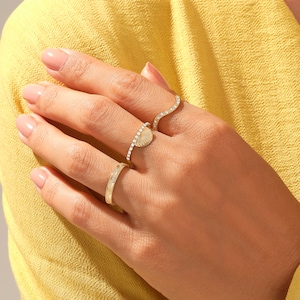 Pave Diamond Curved Wedding Band, Solid Gold Contour Ring, 14k Arch ...