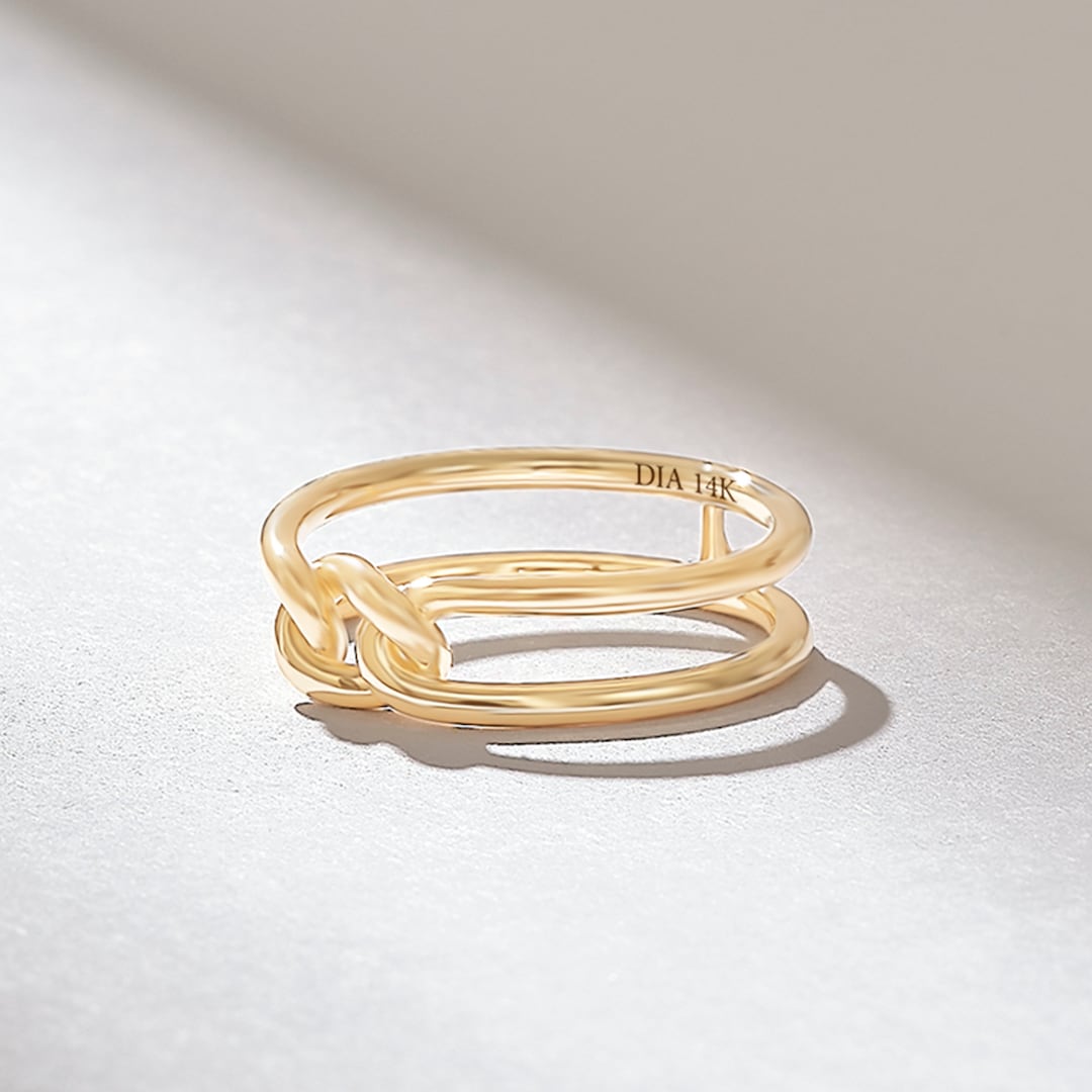 Double Band Knot Ring Eternal Love Knot Ring Women 14k 18k 10k Solid ...