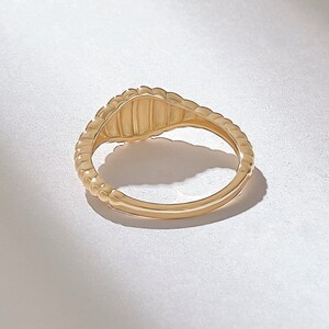 14k Solid Gold Line Signet Ring Womens Slim Pinky Band Minimalist Everyday Statement Ring Simple ...