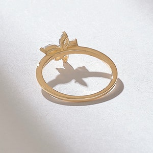 14k Flower Promise Ring, Mixed Cut Diamond Proposal Ring, Solid Gold ...