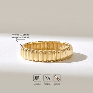 14kt Line Dome Wedding Band, Solid Gold Chunky Charlotte Ring, Unisex ...