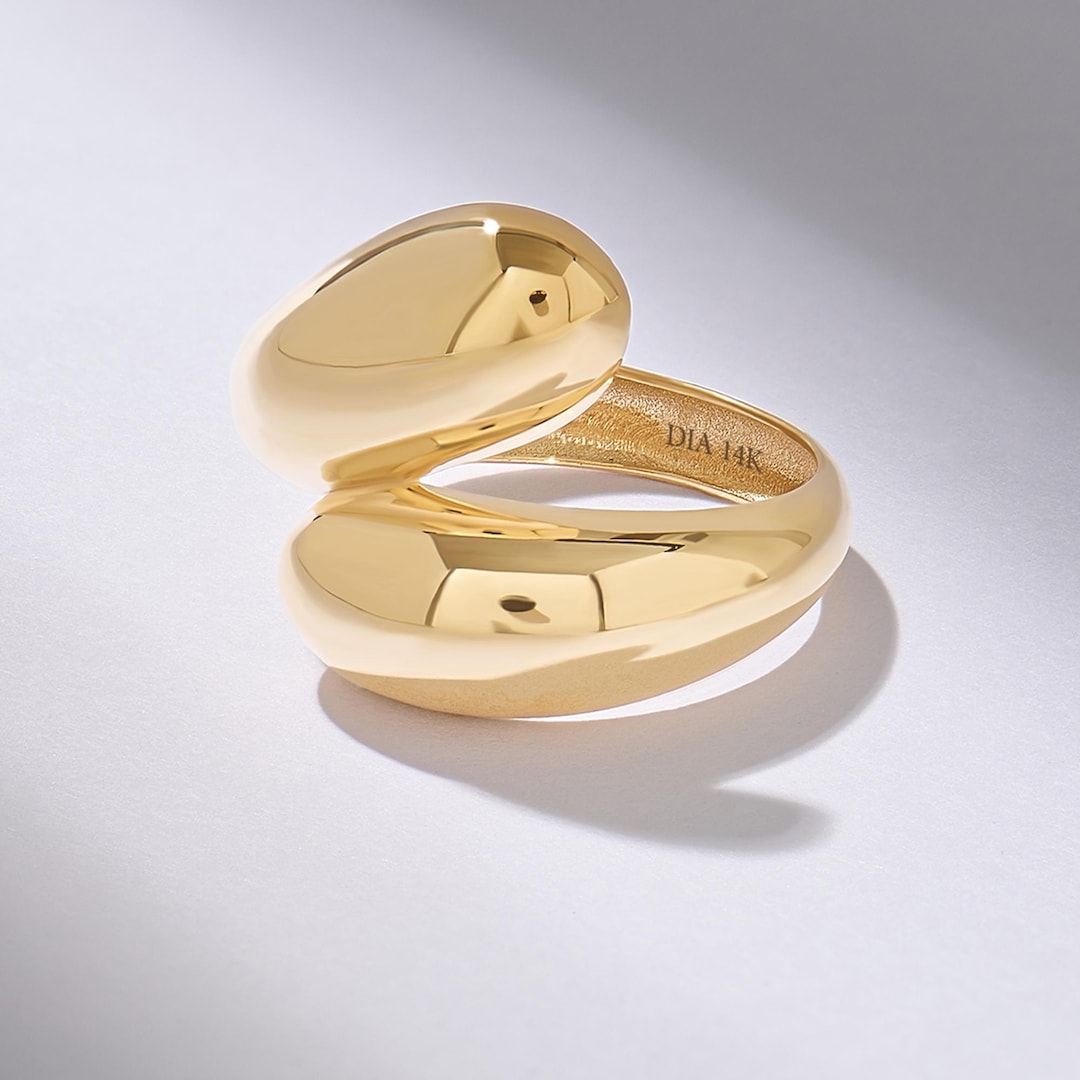 Solid Gold Statement Ring, Dome Wrap Around Ring, Chunky Ring for Women ...