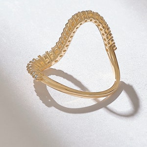 Pave Diamond Wavy Statement Ring 14k Solid Gold Wave Stacking Ring Alternating Diamond Snake ...