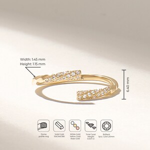 Twisted Band Wrap Around Ring, 14k Solid Gold Open Ring for Women ...