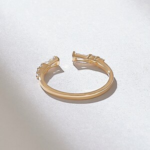 Tapered Baguette Diamond Cuff Ring, 14k Open Gap Wedding Band, Solid ...